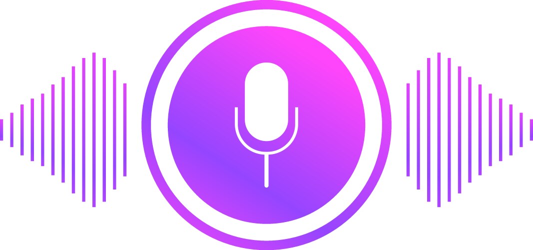 Podcast icon with sound waves Royalty Free Vector Image