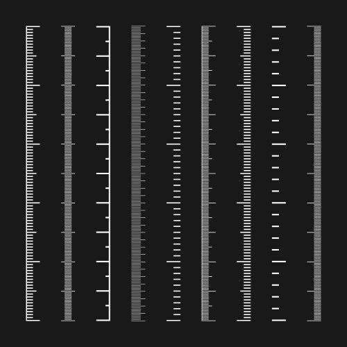 Vertical measurement scales with divisions Vector Image