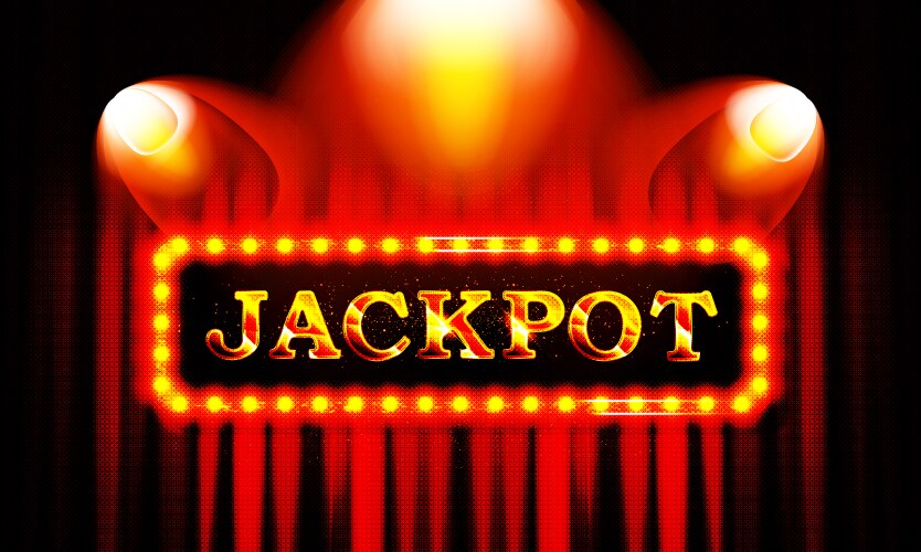 Jackpot word on banner with red curtains Vector Image