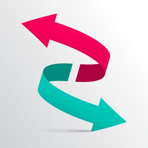 Red double curved arrow sign hand-drawn symbol Vector Image