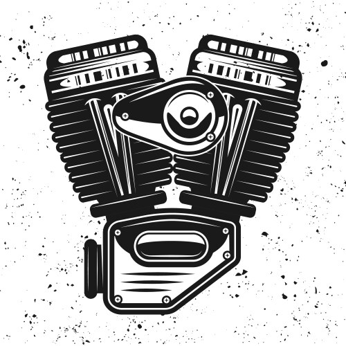 Monochrome engine of motorcycle Royalty Free Vector Image