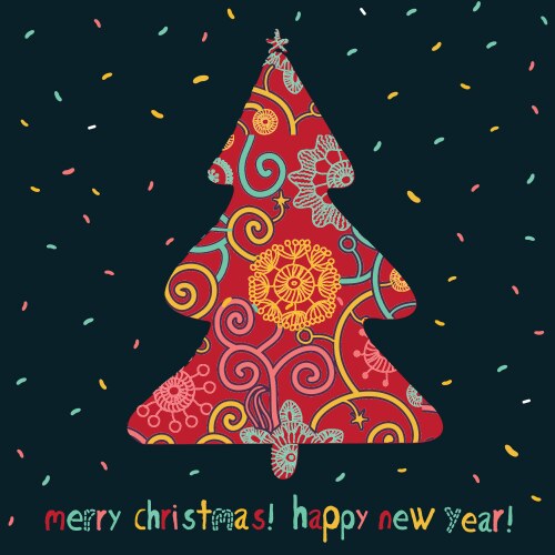 Christmas folk art tree cross Royalty Free Vector Image