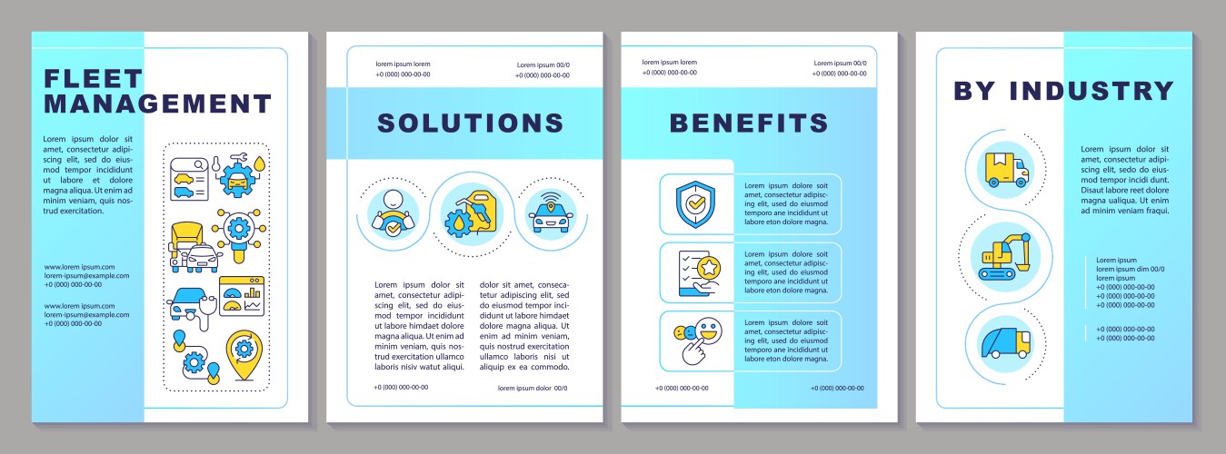 Fleet management systems blue and yellow brochure Vector Image