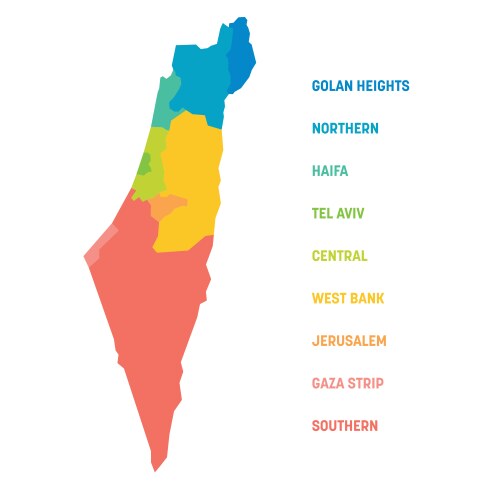 Israel - administrative map of districts Vector Image