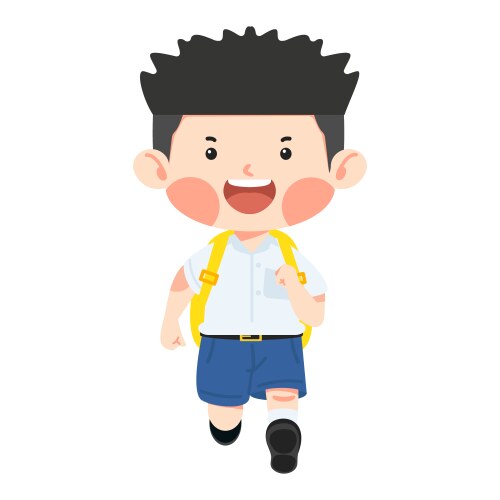 Kid boy student running cartoon Royalty Free Vector Image
