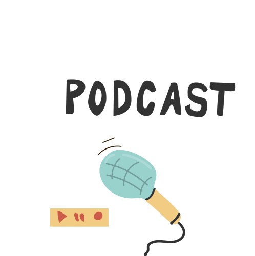 Podcast cover design background with woman Vector Image