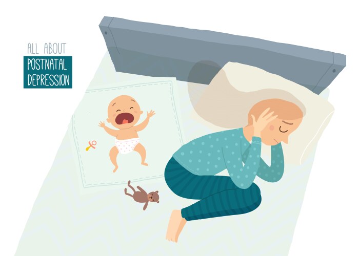 Postpartum depression semi flat rgb color Vector Image
