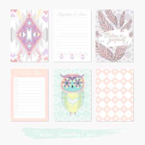Printable notes journal cards labels Royalty Free Vector