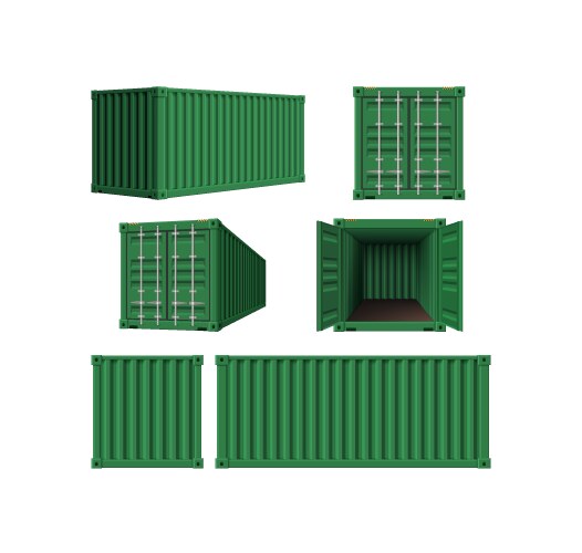 Realistic cargo containers 3d templates set Vector Image
