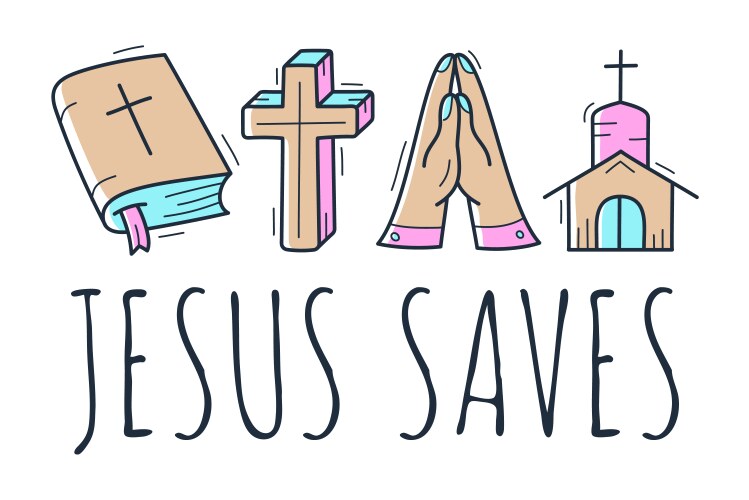 Doodle cross religion christian poster hand drawn Vector Image