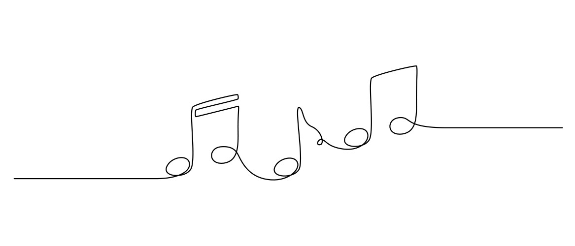 One continuous line drawing of musical notes Vector Image