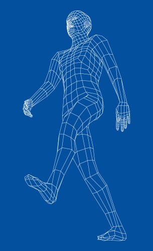 Wireframe walking man Royalty Free Vector Image