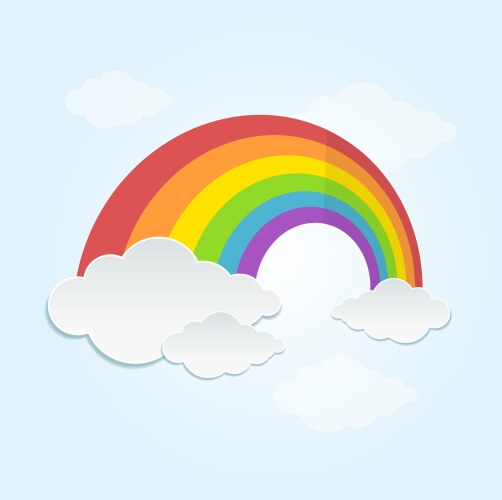 Colorful rainbow in blue sky Royalty Free Vector Image