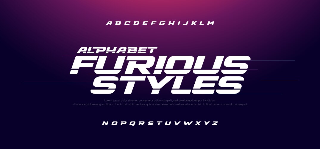 Sport modern alphabet and number fonts racing Vector Image