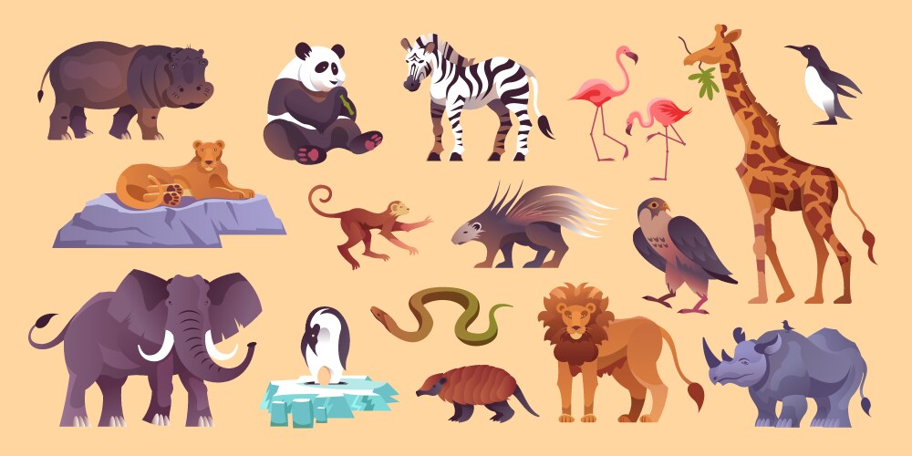 Cartoon zoo map with animals Royalty Free Vector Image