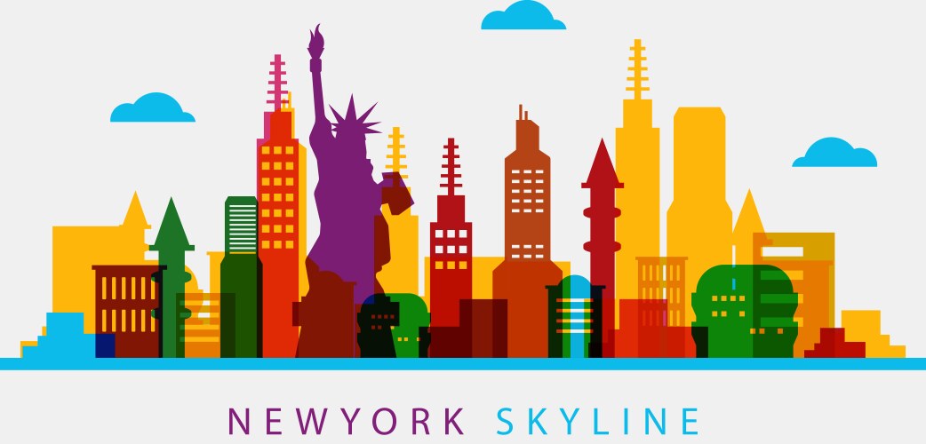 Colorful landmarks skyline Royalty Free Vector Image