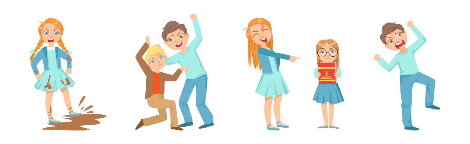 Aggressive kid hooligan bullying weak have bad Vector Image