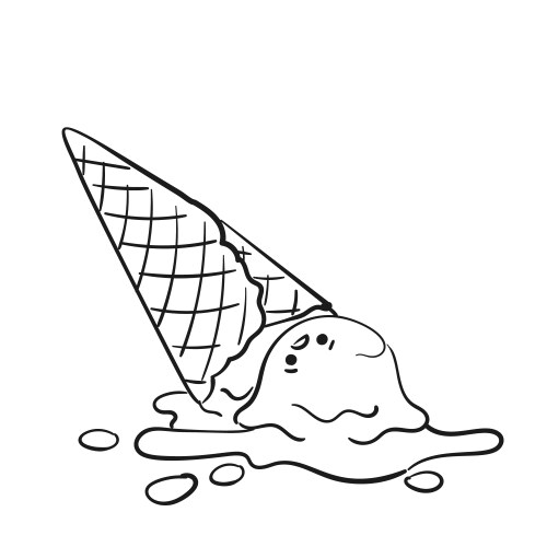 Dropped ice cream doodle cartoon isolated clipart Vector Image