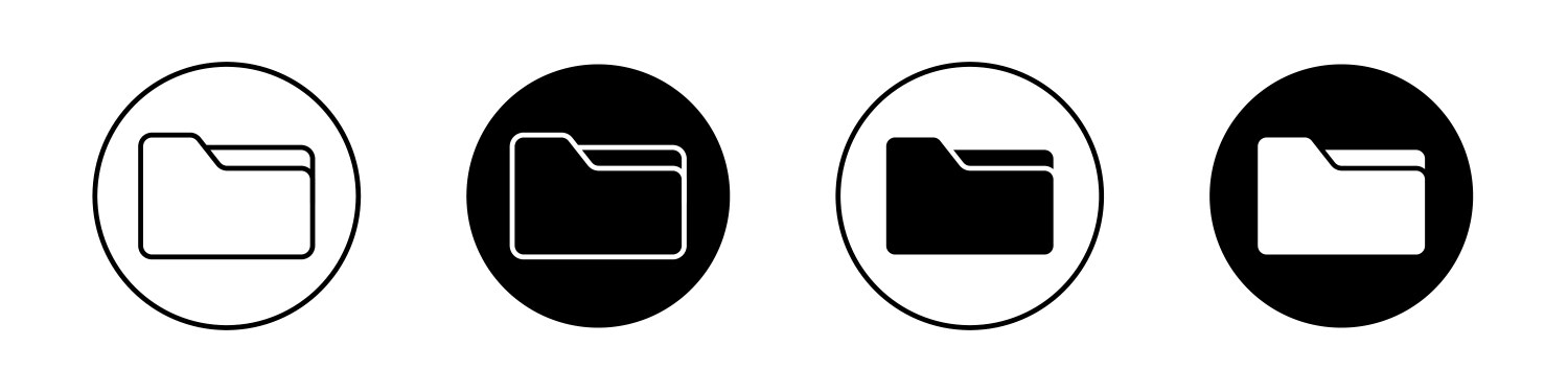 Folder Icon Set Computer Data File Symbol Simple Vector Image 3414