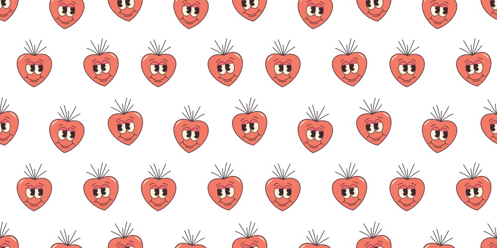 Groovy hearts seamless pattern psychedelic Vector Image