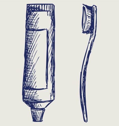 Toothbrush and toothpaste Royalty Free Vector Image