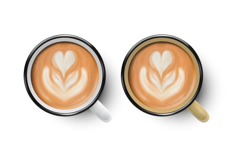 Realistic latte art Royalty Free Vector Image - VectorStock