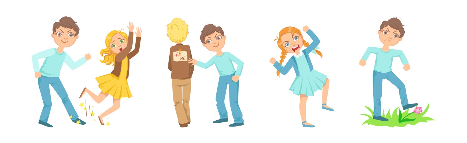 Aggressive kid hooligan bullying weak have bad Vector Image