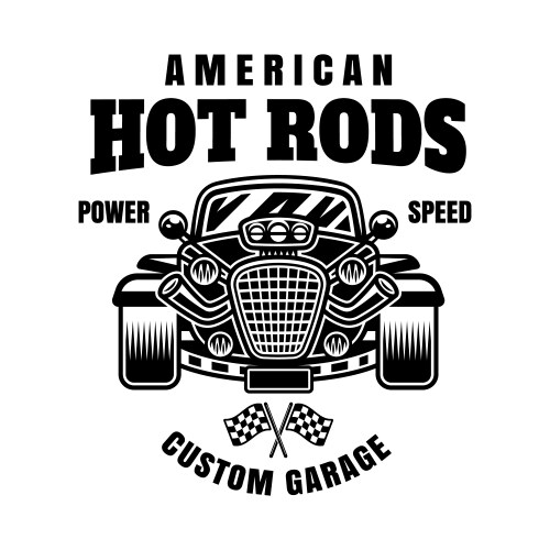 Hot rod in full face Royalty Free Vector Image