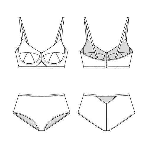 Women's Bra Technical Drawing – Royalty-Free Vector | VectorStock