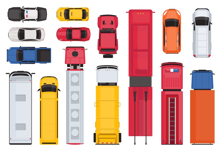 Detailed Transport Vehicles - Top View Royalty Free Vector