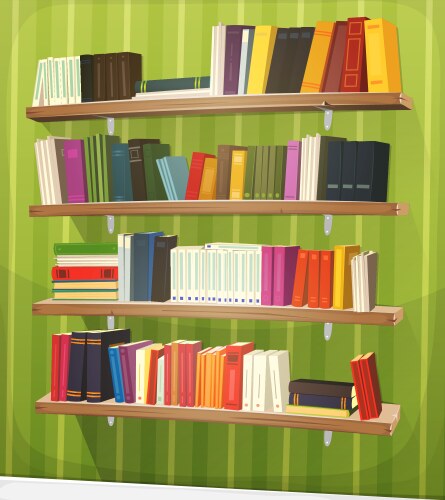 Cartoon library bookshelf Royalty Free Vector Image