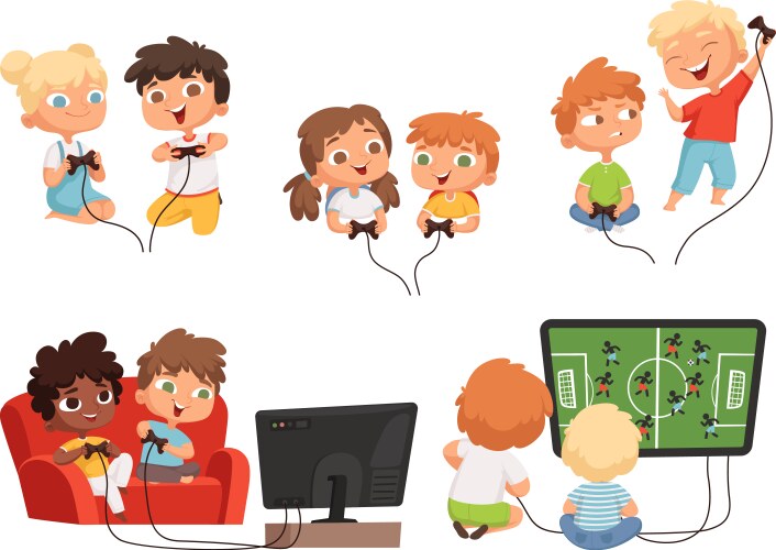 Many kids playing in the treehouse Royalty Free Vector Image