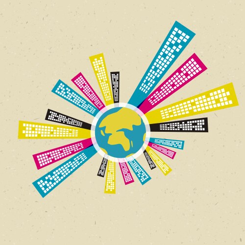 Retro paper earth world globe map icons Royalty Free Vector