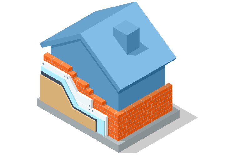House thermal insulation works cartoon Royalty Free Vector