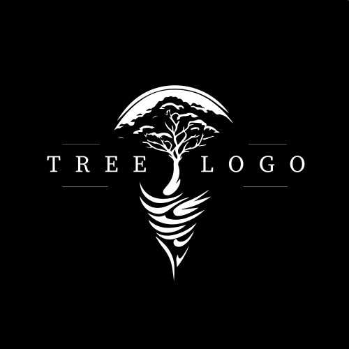 Black and white tree isolated logo Royalty Free Vector Image