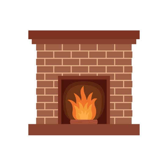 Fire in fireplace engraving Royalty Free Vector Image