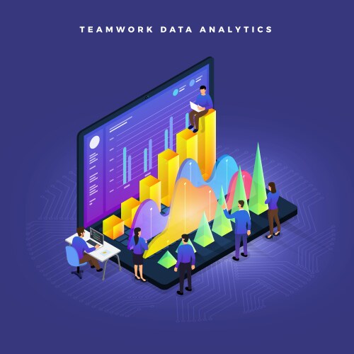 Online statistics and data analytics digital Vector Image
