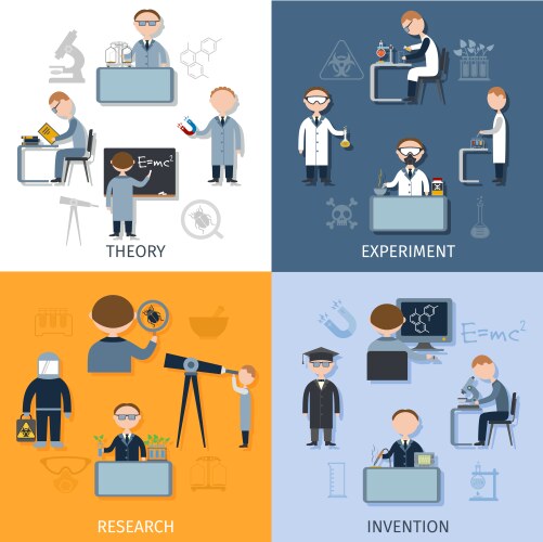 Science teacher teaching students in classroom Vector Image