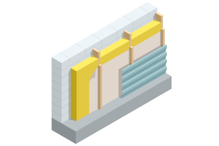 House thermal insulation works cartoon Royalty Free Vector