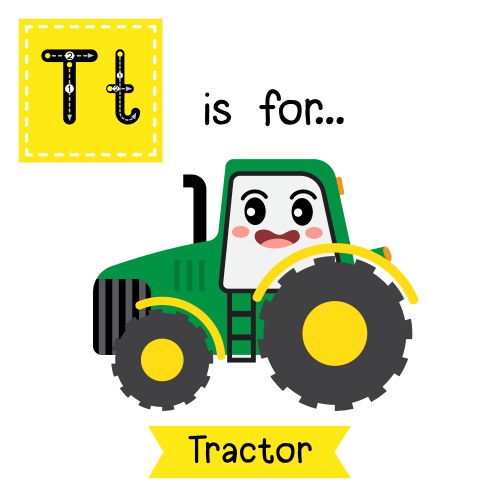 Letter t lowercase tracing tank Royalty Free Vector Image