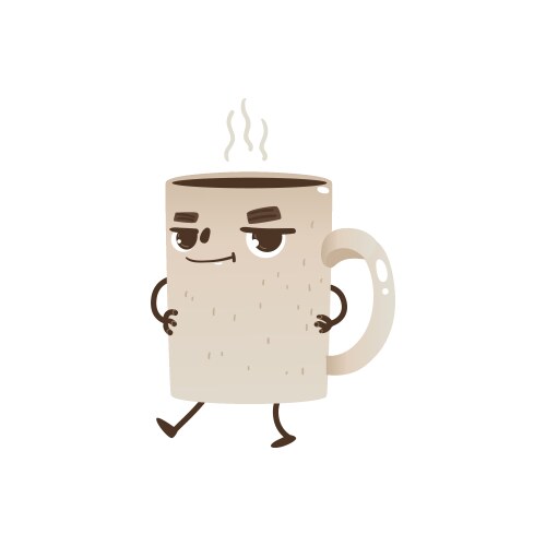 Funny toast bread and coffee cup cartoon character