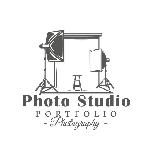 Photo studio label isolated on white background Vector Image