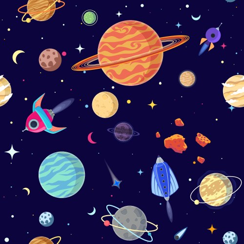 Solar system design space with planets and stars Vector Image