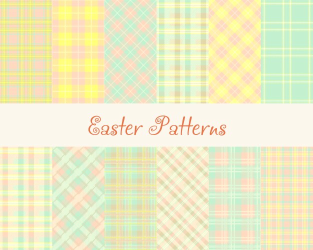 Easter colors tartan and gingham plaid patterns Vector Image
