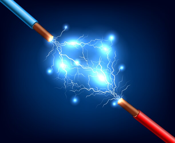 Hand holding powerful electric lightning Vector Image