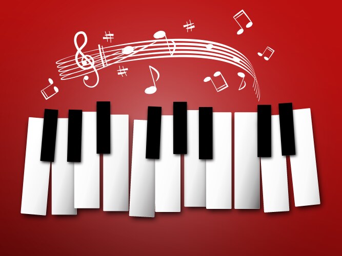 Rainbow colored piano keys musical notes and w Vector Image