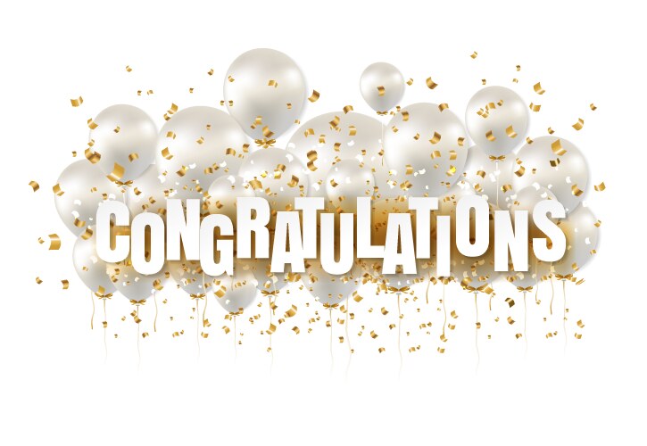 Congratulation border with golden balloons Vector Image