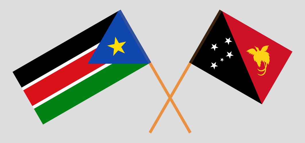 Crossed flags of south korea and papua new guinea Vector Image
