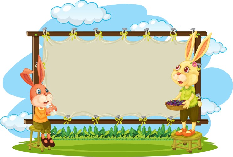 Boy are playing with three rabbits Royalty Free Vector Image