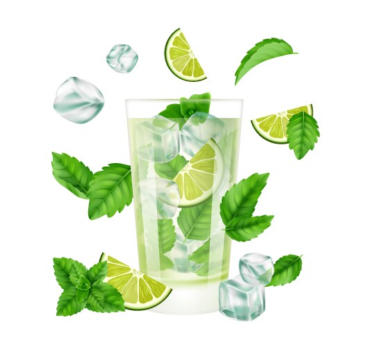 Mojito cocktail realistic Royalty Free Vector Image